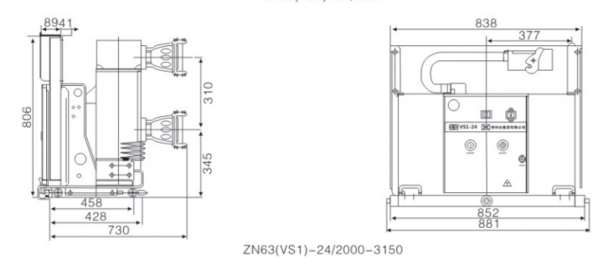 High Voltage VCB Circuit Breaker Indoor Vacuum 24kV/2500A-3150A